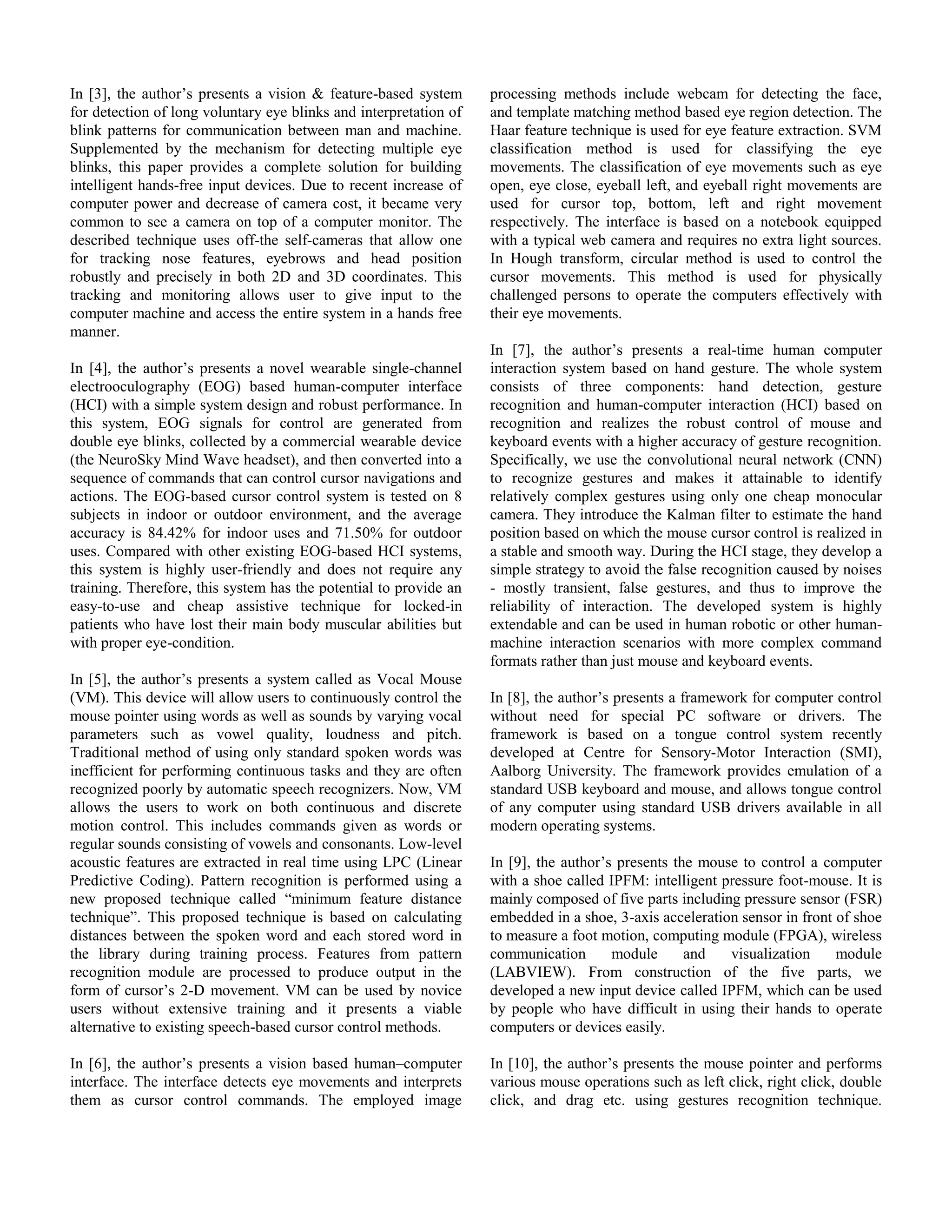 Survey on Human Computer interaction for disabled persons | PDF | Computer Peripherals | Computing