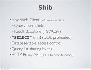 Shib: WebUI tool provides crossover of Hive and MPP | PDF | Databases | Computer Software and ...