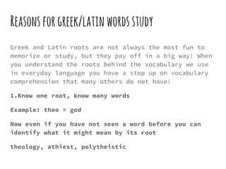 Greek roots intro | PPT