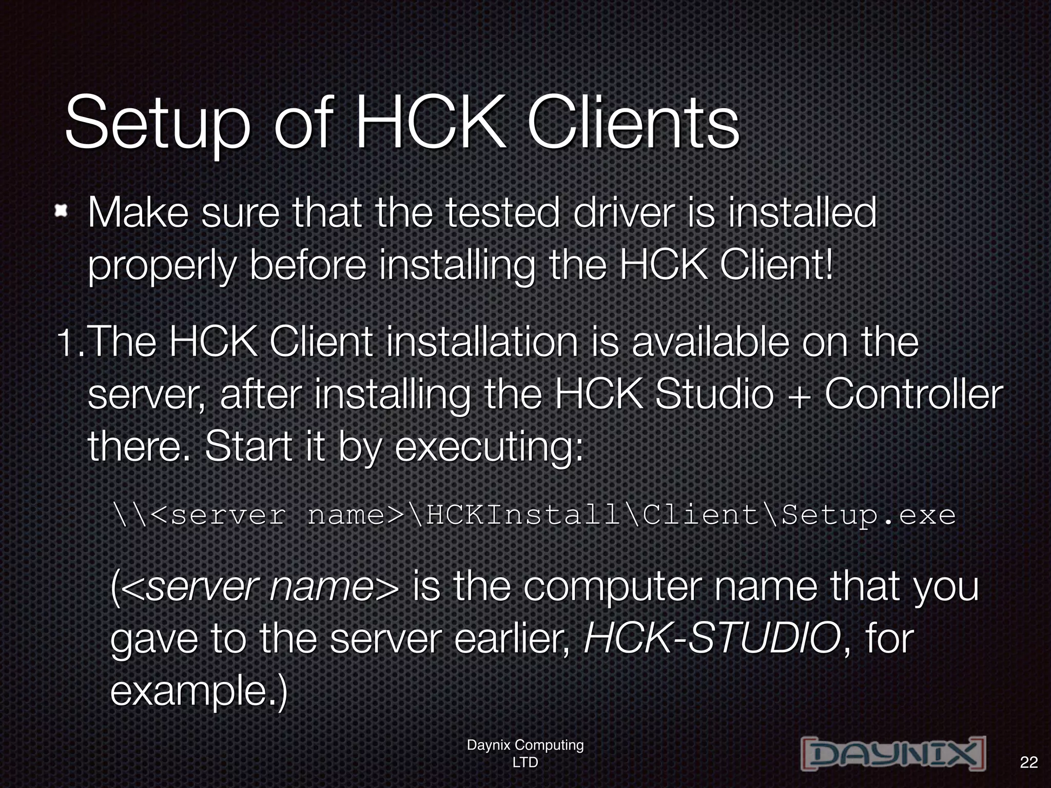 Microsoft Hardware Certification Kit (HCK) setup | PDF