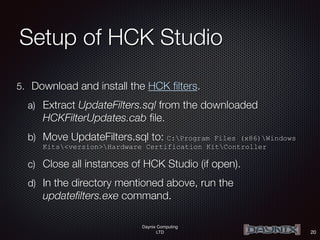 Microsoft Hardware Certification Kit (HCK) setup | PDF