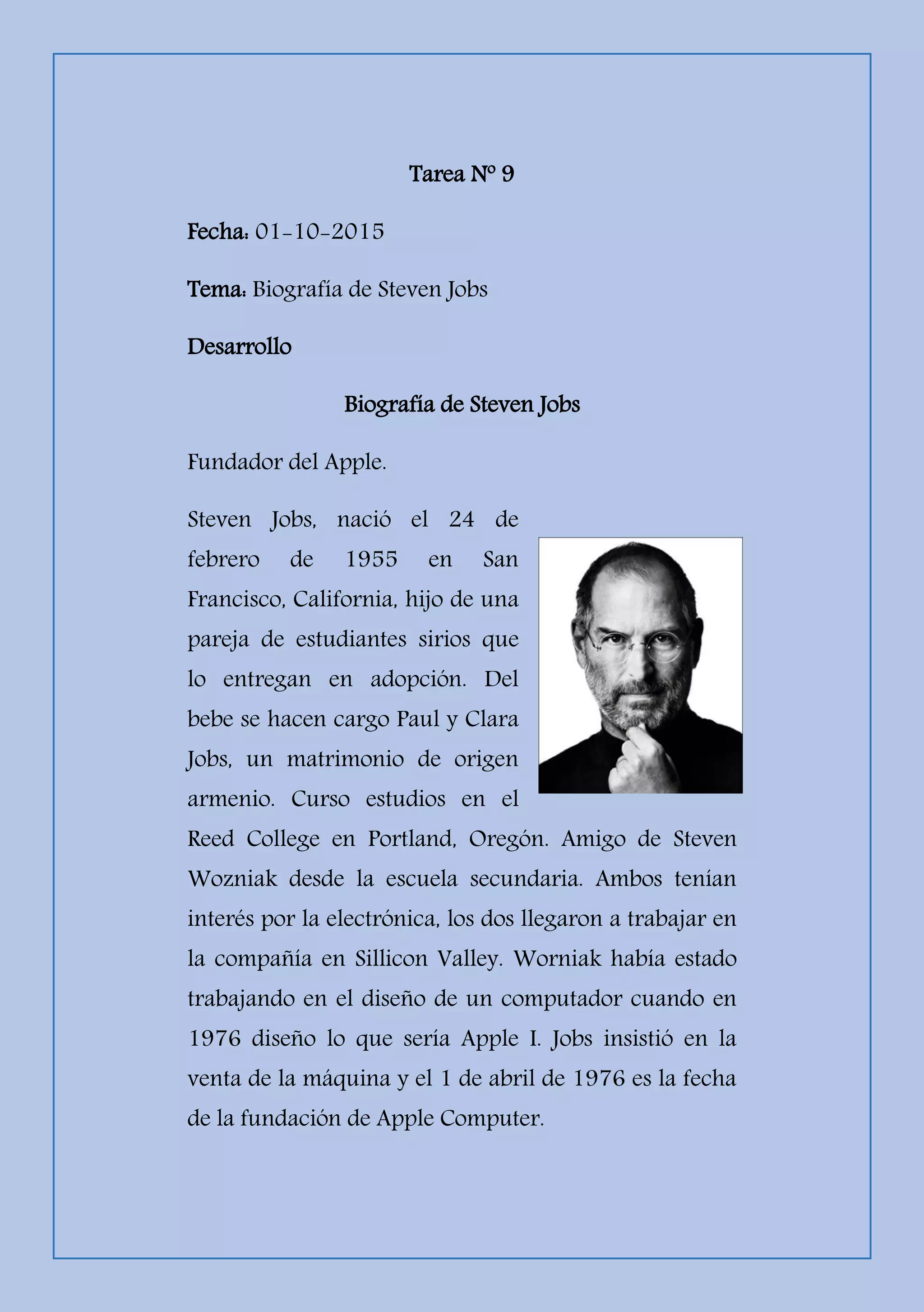 Biografia de steven jobs | PDF