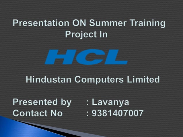 HCL CDC Velachery - IPT / Workshop/ Internship for all Students | PPTX