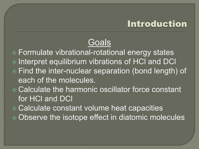 Vibrational Rotational Spectrum of HCl and DCl | PPTX | Chemistry | Science
