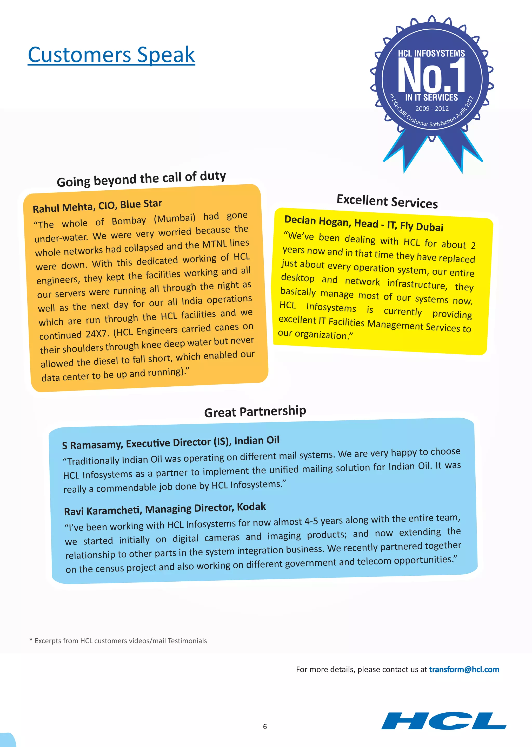 HCL Infosystems - Services Brochure | PDF