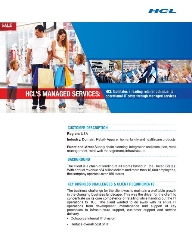 HCLT Case Study: HCL optimizes cost and enhances performance for a leading retailer | PDF