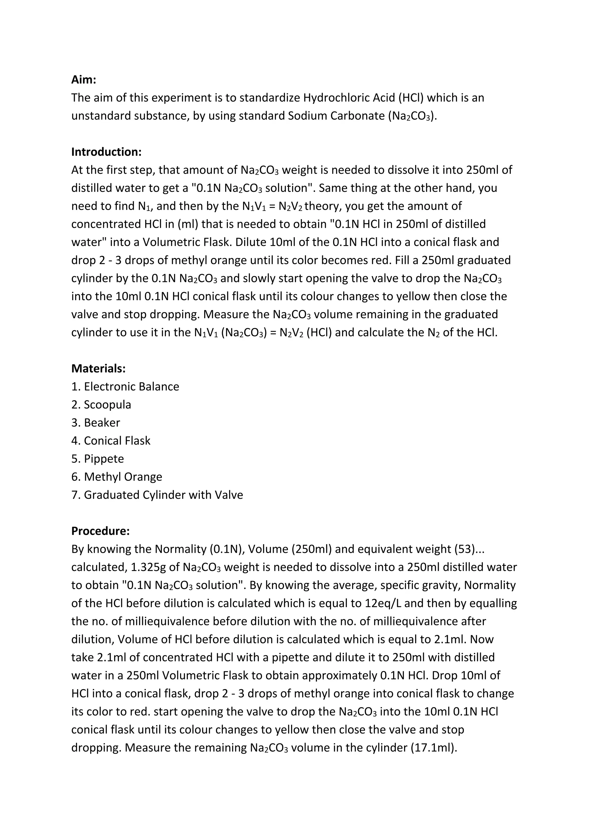 HCL Standardization | PDF