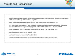 The HCL Foundation | PPT | Non-Profit Organizations | Industries