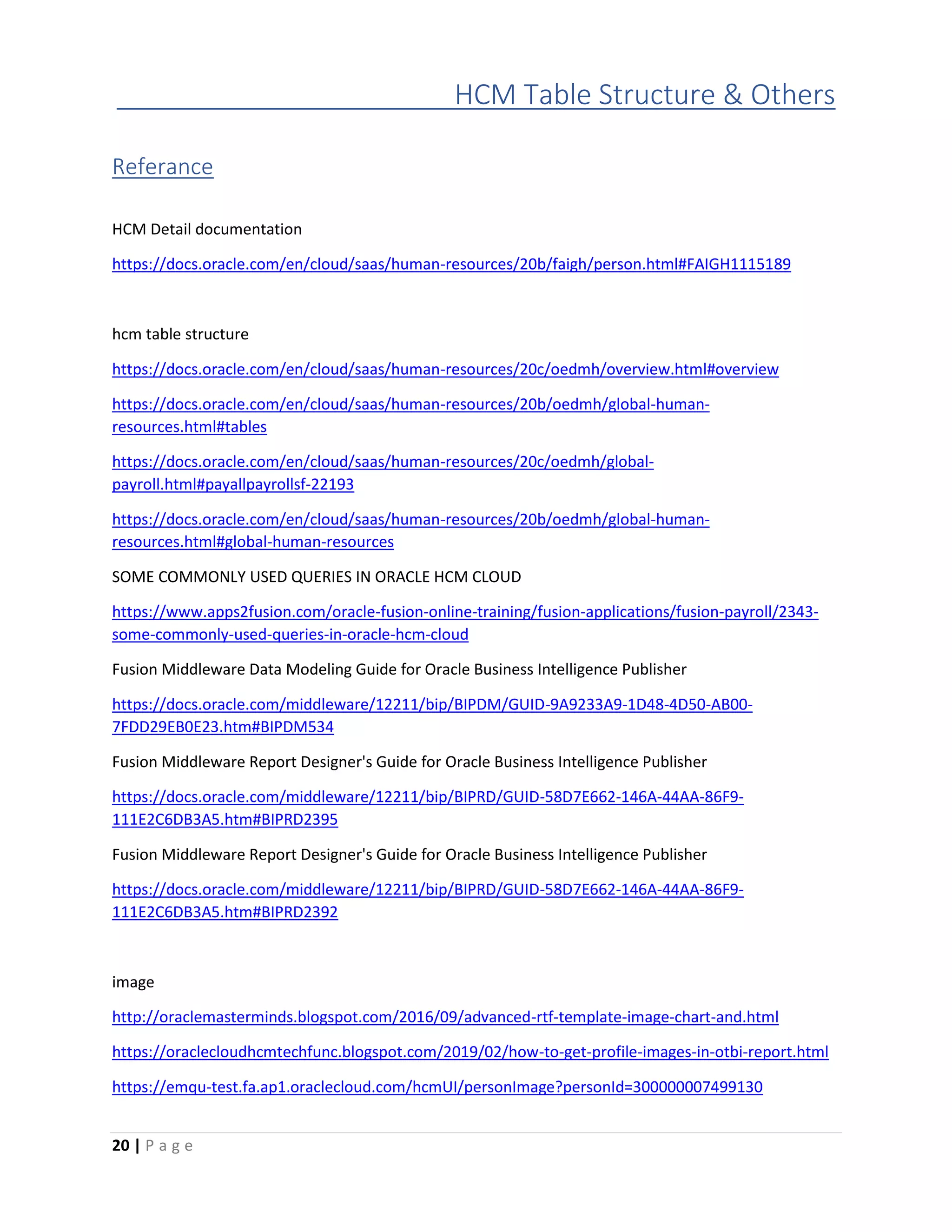 Oracle Cloud Human Capital Management Table Structure | DOCX
