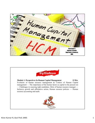 Unit 01 PERSPECTIVES IN HUMAN CAPITAL MANAGEMENT | PDF