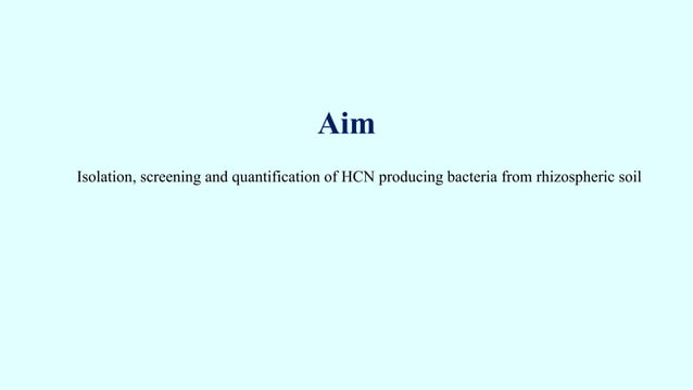Isolation, screening and quantification of Hydrogen Cyanide (HCN ...