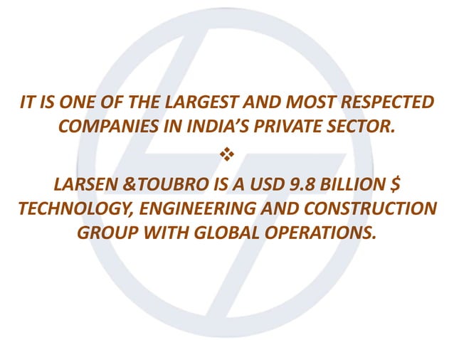 larsen and toubro ppt | PPTX | Large Business | Business