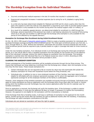 HCR Hardship Exemption From the Individual Mandate | PDF