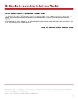 HCR Hardship Exemption From the Individual Mandate | PDF