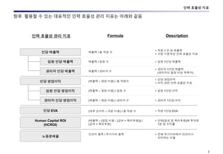 인력효율성지표 Hcroi 예시 | PPTX