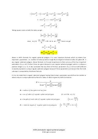 Hcr's formula for regular spherical polygon | PDF
