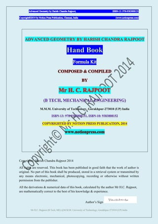 HCR's Hand Book (Formula of Advanced Geometry by H. C. Rajpoot) | PDF