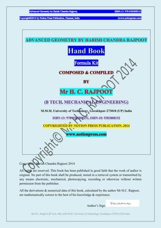 Hcr's hand book (Formula of Advanced Geometry by H.C. Rajpoot) | PDF