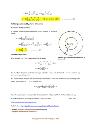HCR's method of concentric cones (solid angle subtended by a torus at ...