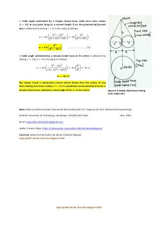 HCR's method of concentric cones (solid angle subtended by a torus at ...