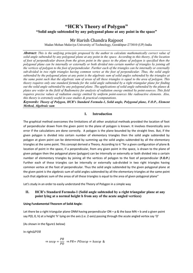 Hcr's Theory of Polygon (Proposed by Mr Harish Chandra Rajpoot) | PDF