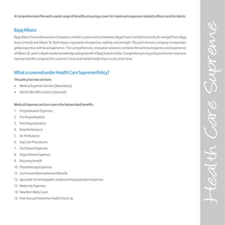 Bajaj Allianz Health Care Supreme Health Insurance Plan | PDF