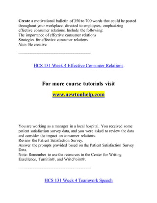 HCS 131 Perfect Education/newtonhelp.com