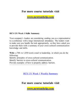 HCS 131 Perfect Education/newtonhelp.com