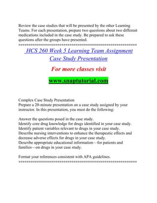 HCS 260 help A Guide to career/Snaptutorial | PDF