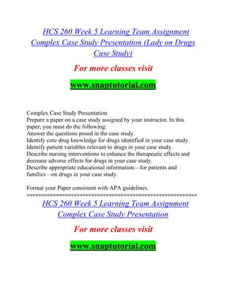 HCS 260 help A Guide to career/Snaptutorial | PDF