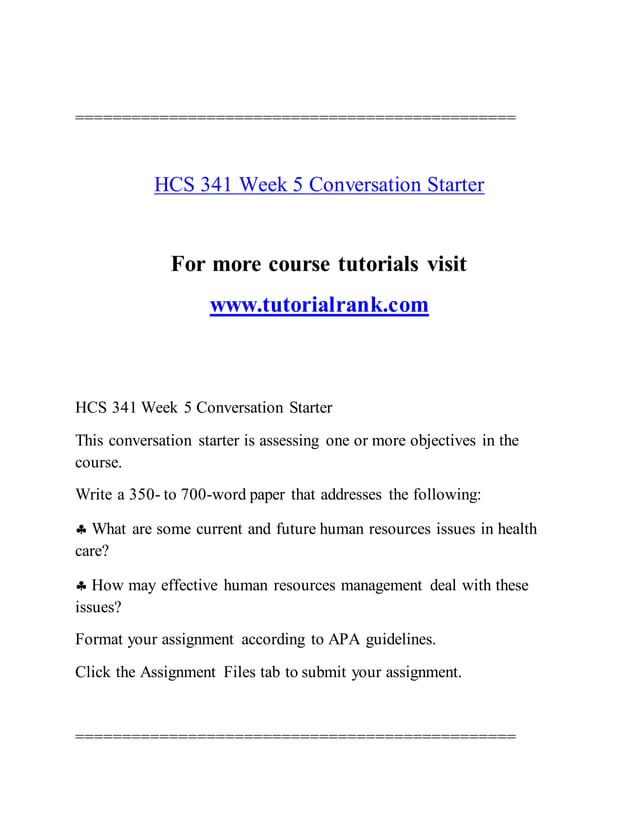 HCS 341 Effective Communication/tutorialrank.com