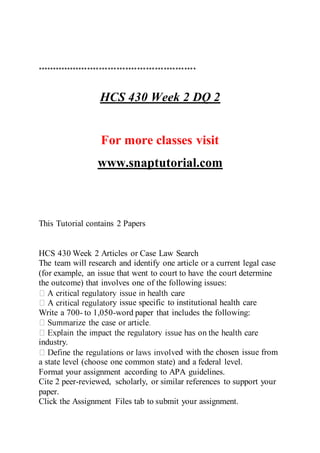 HCS 430 Exceptional Education - snaptutorial.com