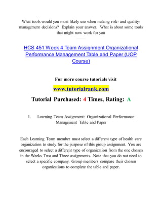 HCS 451 Effective Communication/tutorialrank.com