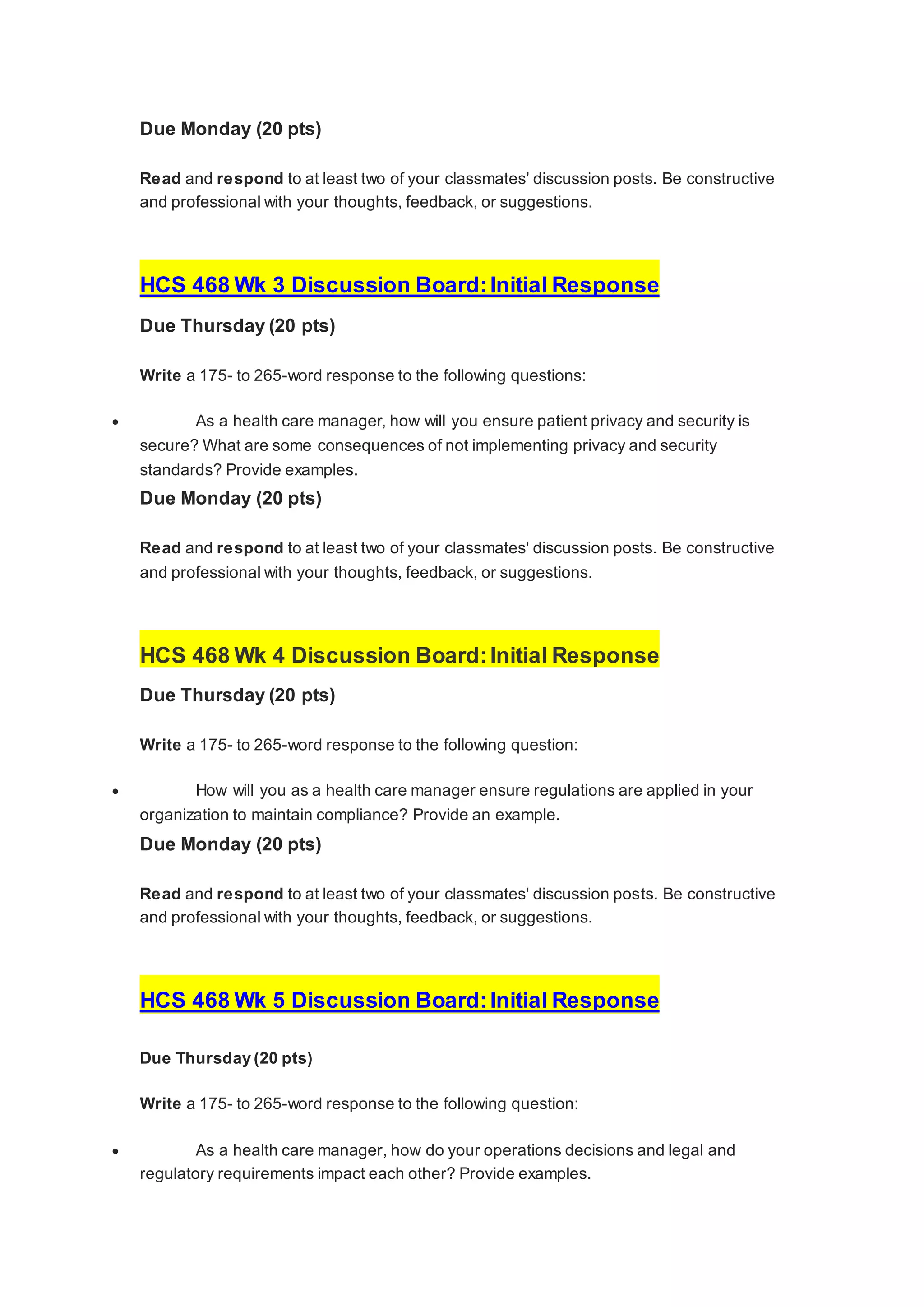 Hcs 468 all discussions | DOC