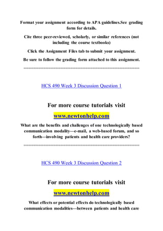 HCS 490 Learn/newtonhelp.com