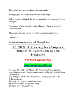 Hcs 504 Massive Success / snaptutorial.com