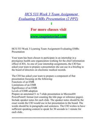 Hcs 533 Enhance teaching-snaptutorial.com