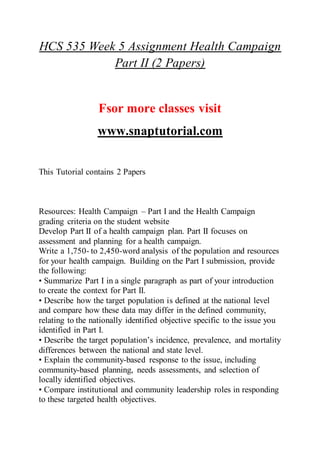 HCS 535 Enhance teaching - snaptutorial.com