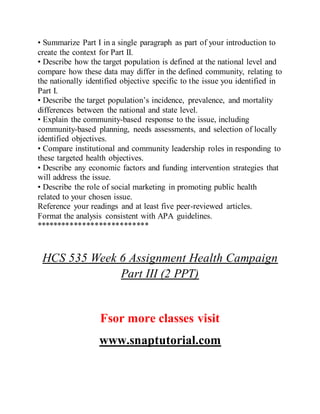 HCS 535 Education Organization / snaptutorial.com