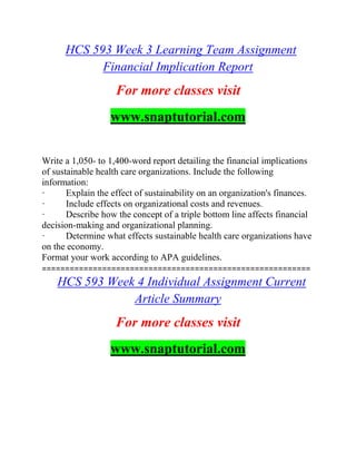 HCS 593 help Successful Learning/Snaptutorial | PDF