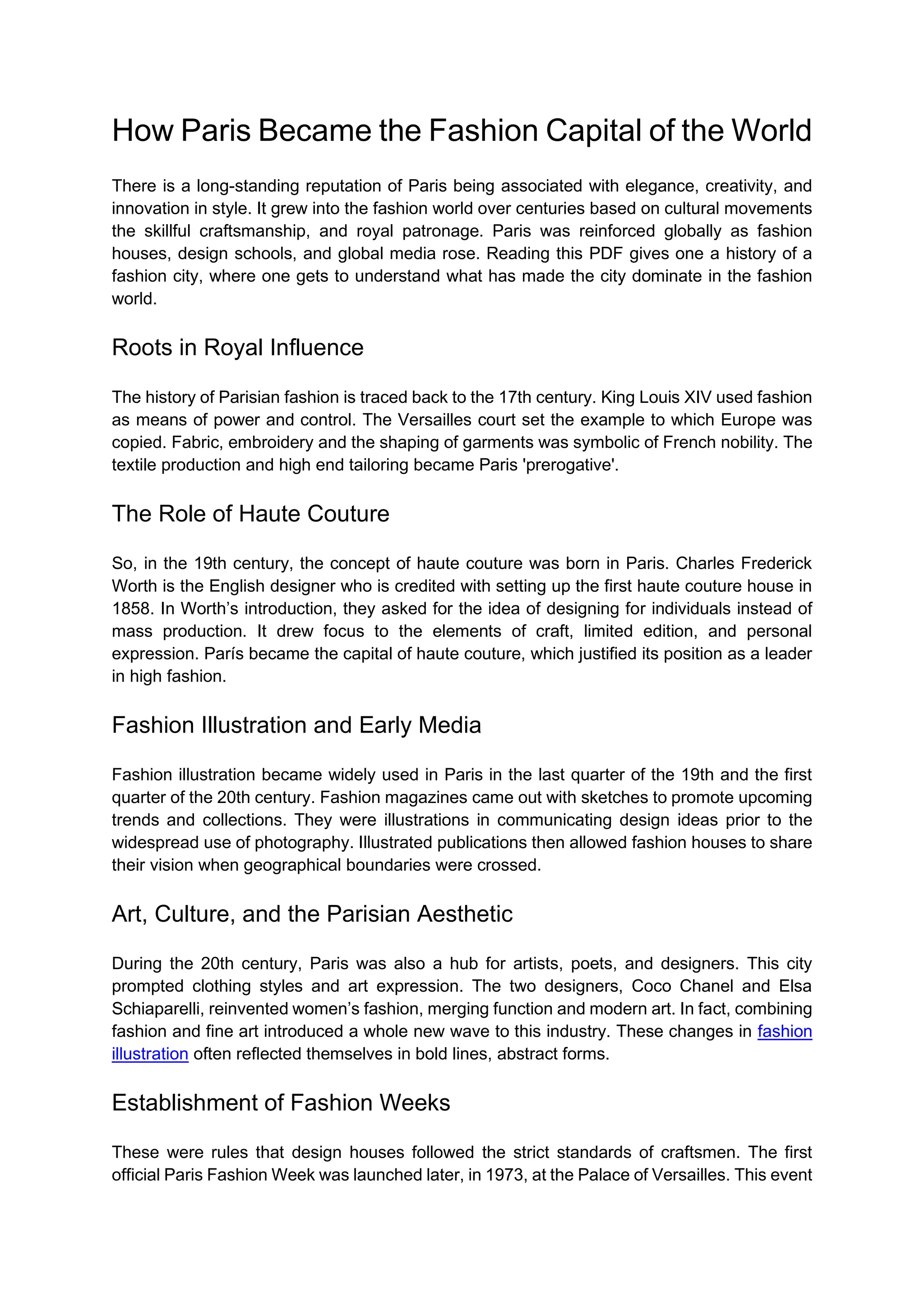 How Paris Became the Fashion Capital of the World | PDF