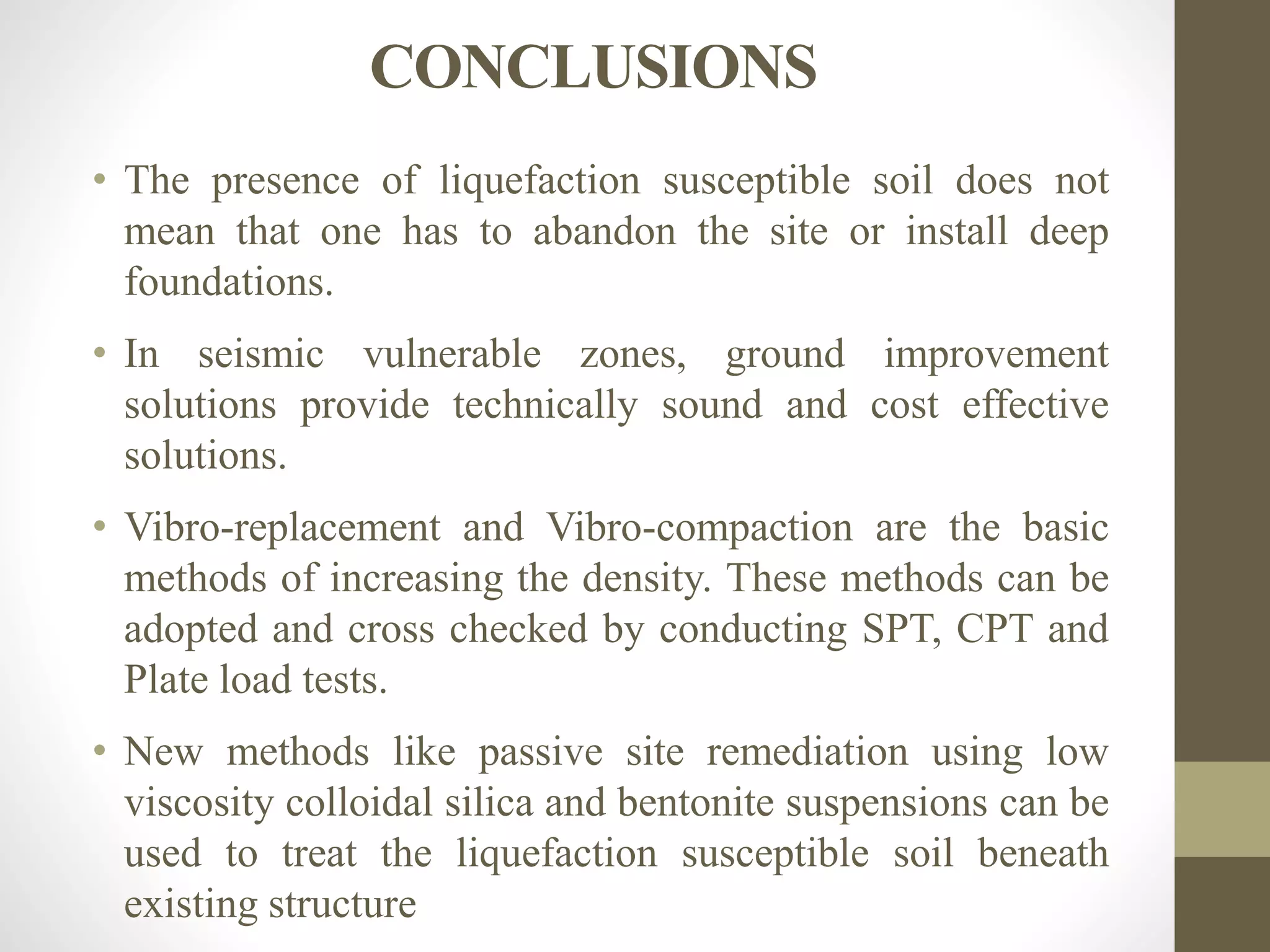Ground Improvement solutions to mitigate liquefaction | PPTX