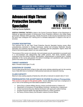 ADVANCED HIGH THREAT SECURITY SPECIALIST COURSE - 5 DAYS | PDF