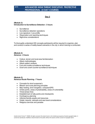 ADVANCED HIGH THREAT SECURITY SPECIALIST COURSE - 5 DAYS | PDF
