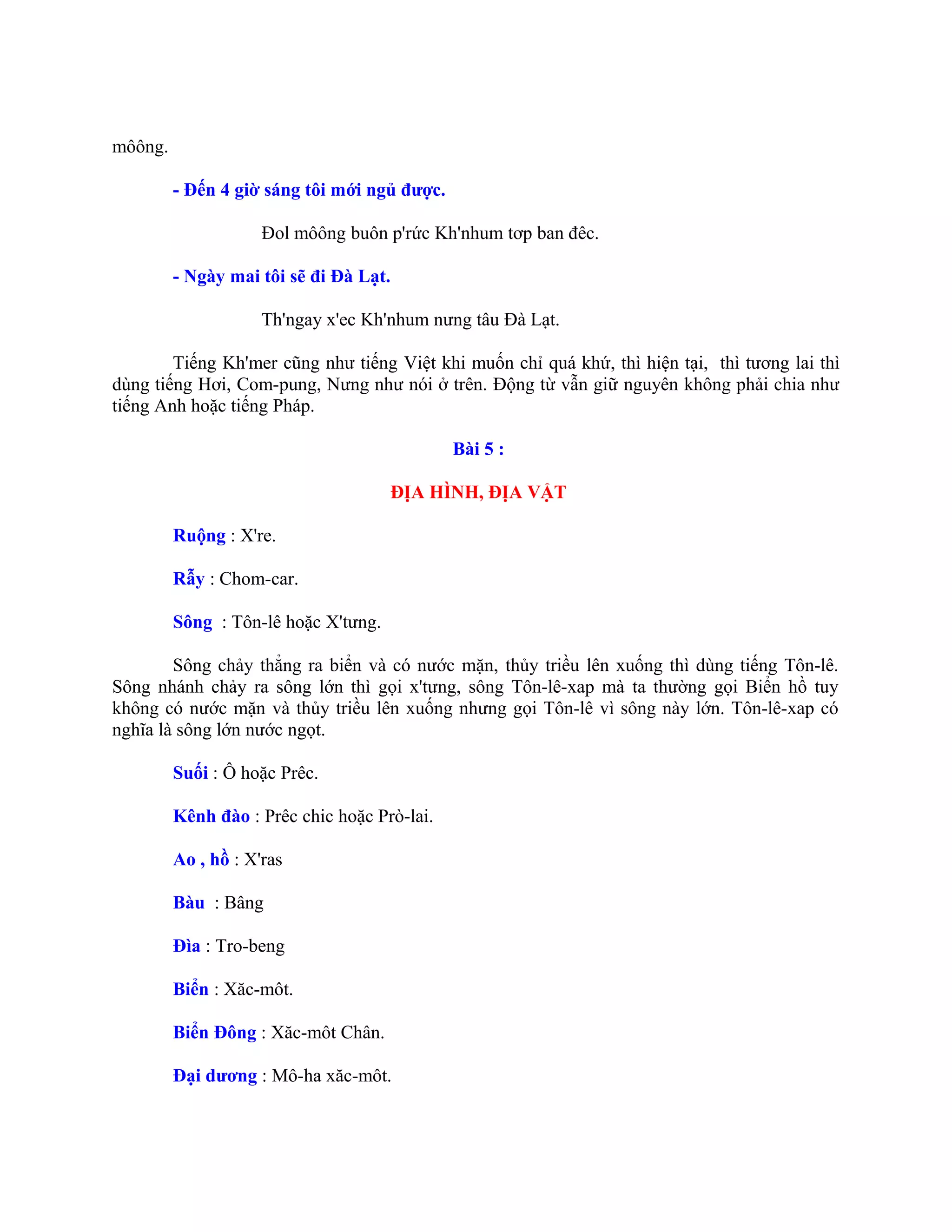 Học tiếng khmer những từ giao tiếp thông thường | DOC