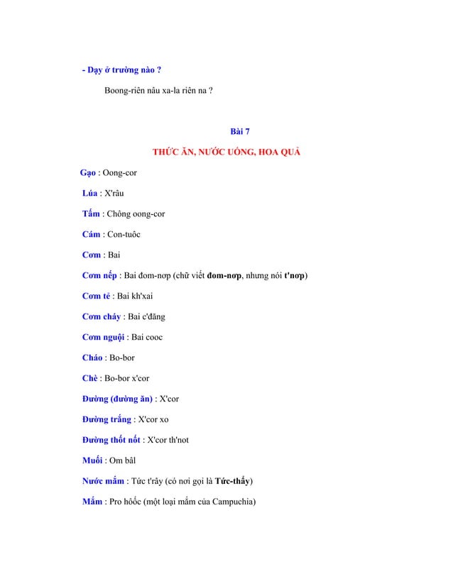 Học tiếng khmer những từ giao tiếp thông thường | DOC