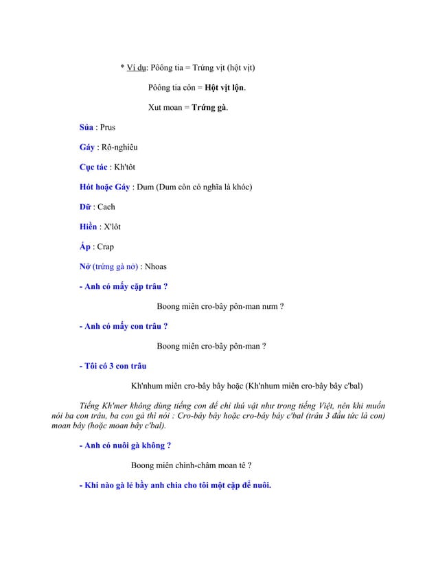 Học tiếng khmer những từ giao tiếp thông thường | DOC