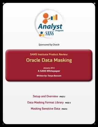 Oracle Data Masking | PDF