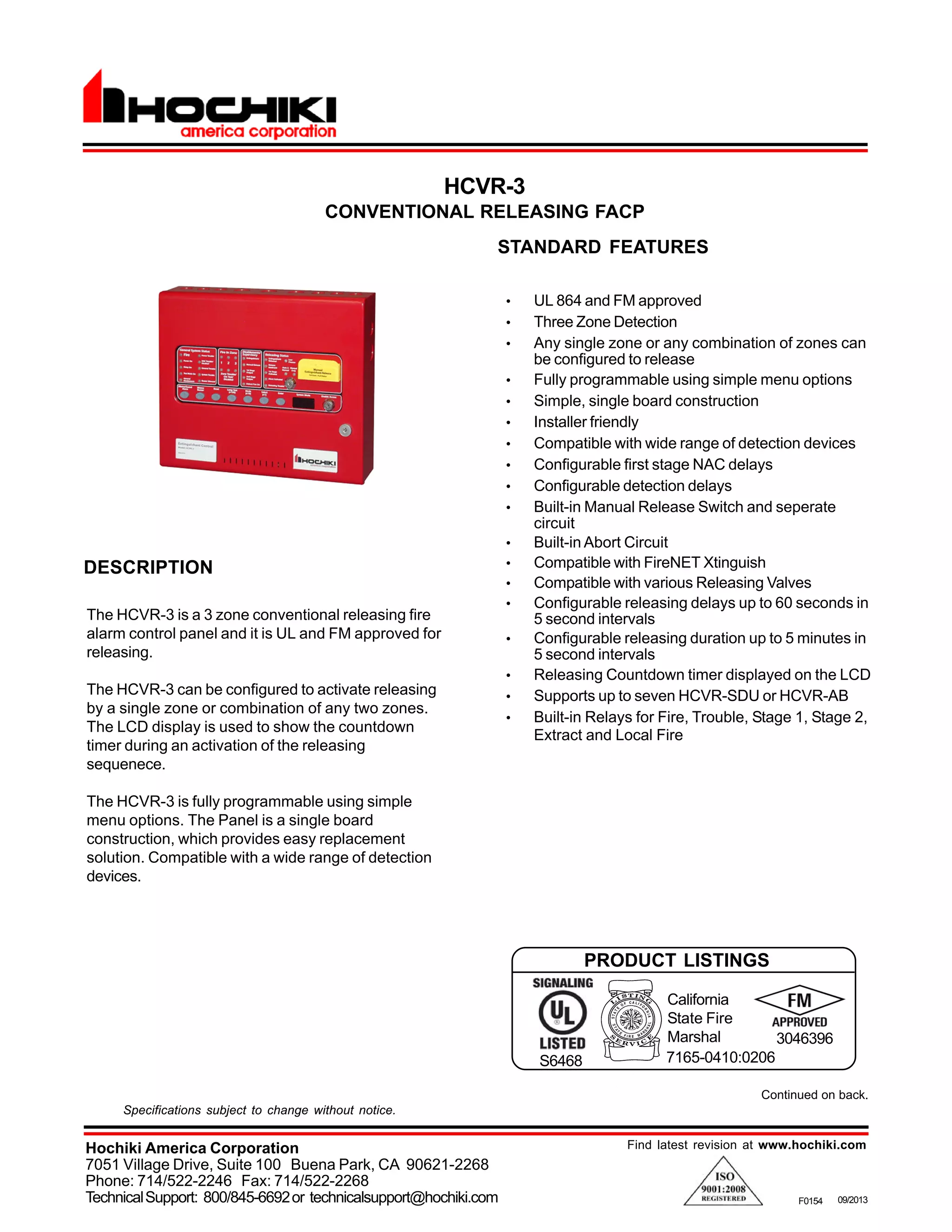 Hcvr 3 cutsheet 09-2013 | PDF