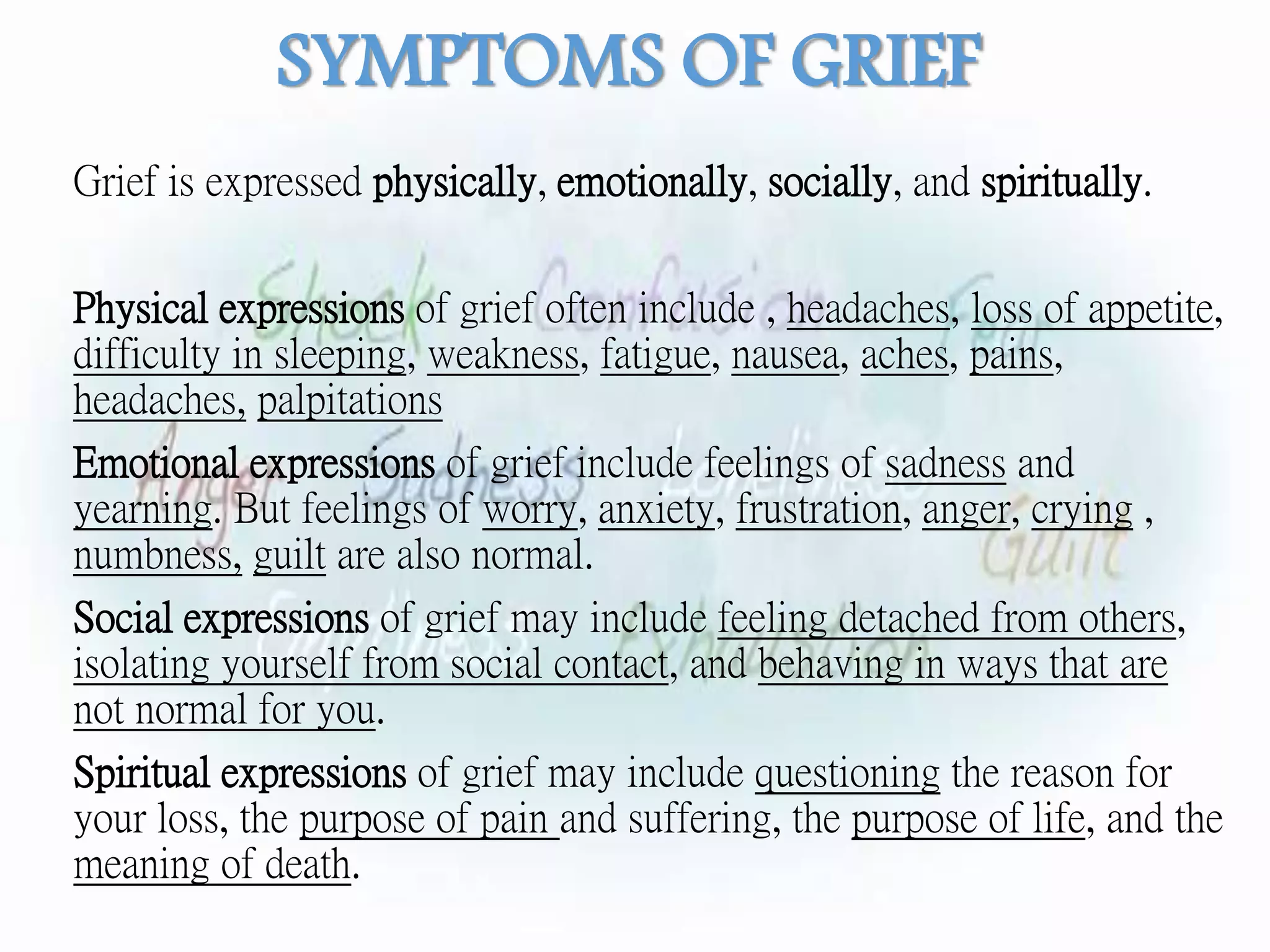 bereavement and grief | PPTX